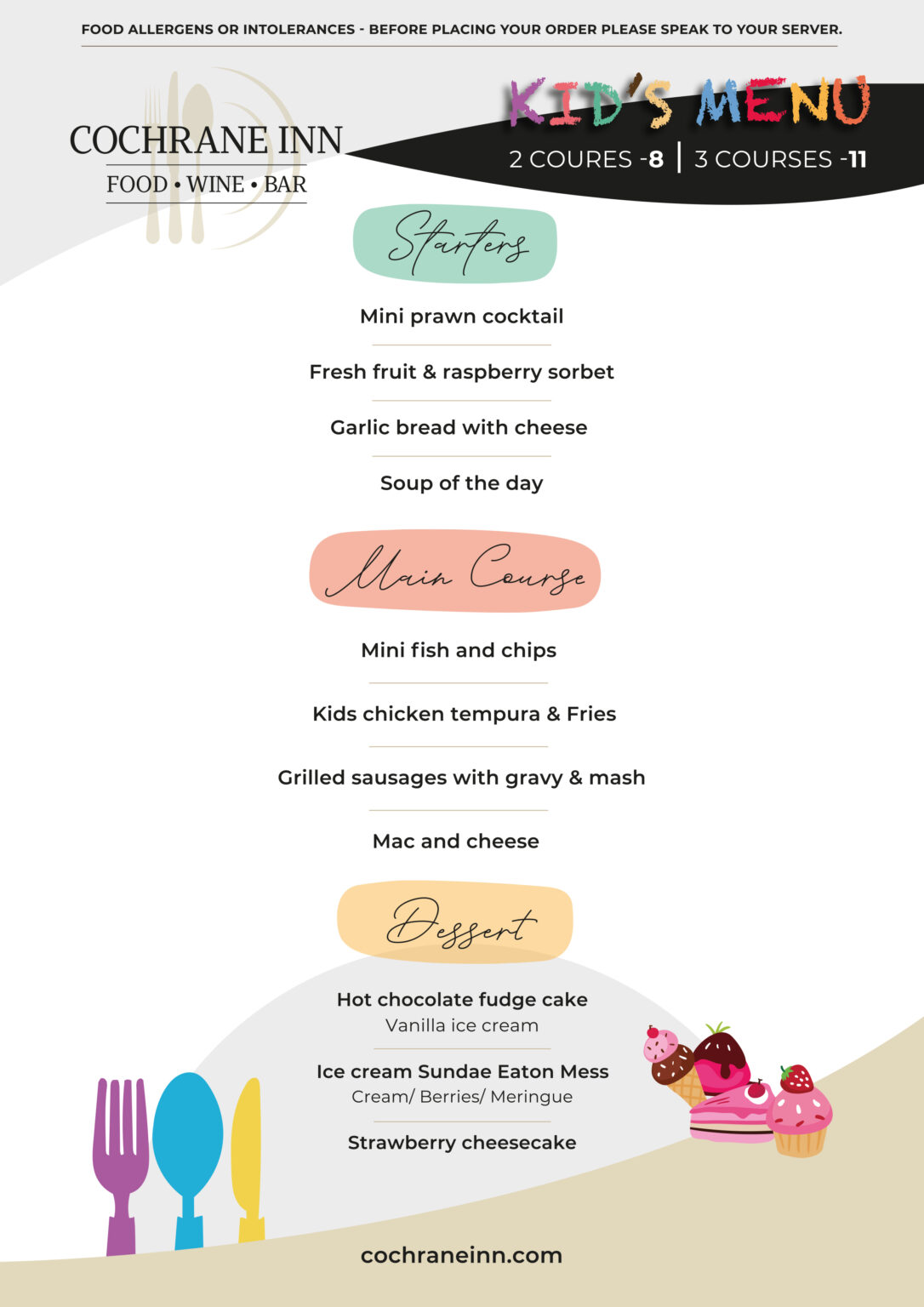 Our Menu – Cochrane Inn