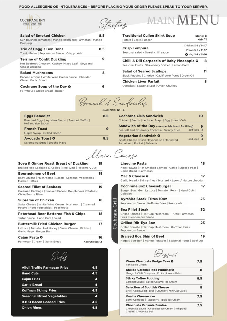 Our Menu – Cochrane Inn