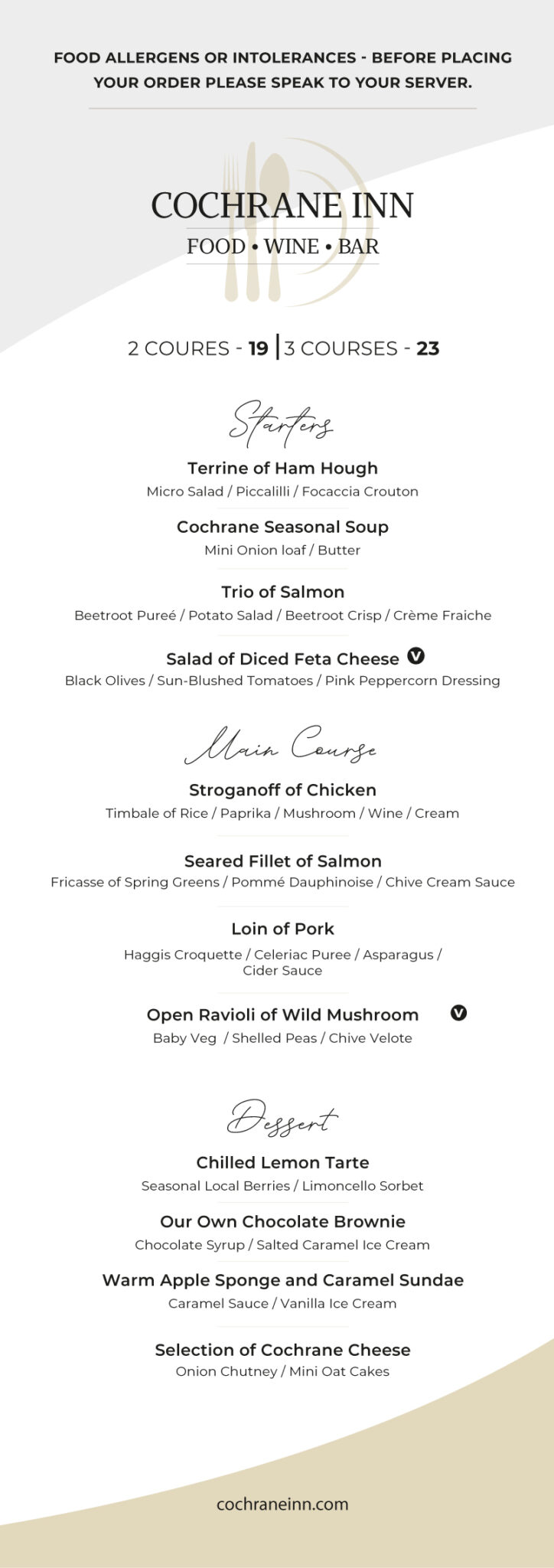 Our Menu – Cochrane Inn